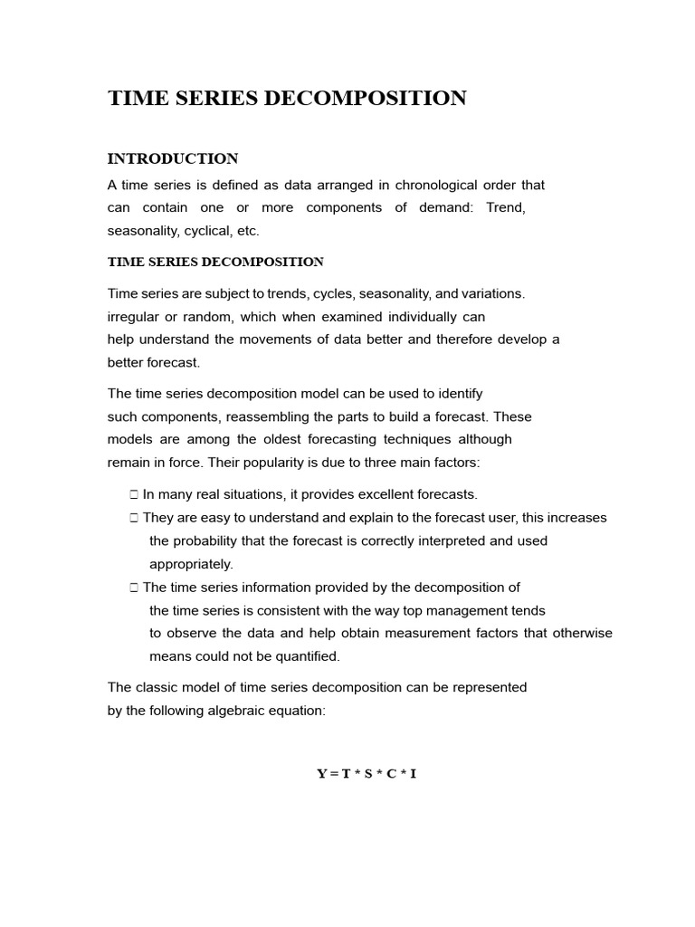 Time Series Decomposition | PDF | Seasonality | Forecasting