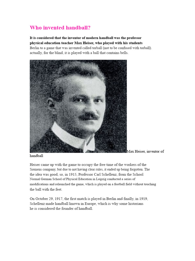 Who Invented Handball? | PDF | Athletic Sports | Sports