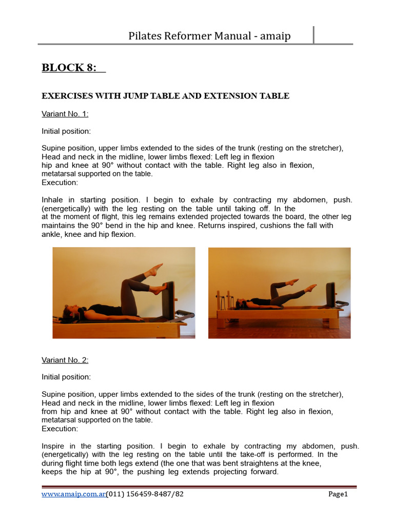 Pilates Reformer Jump Table Exercises | PDF | Anatomical Terms Of ...
