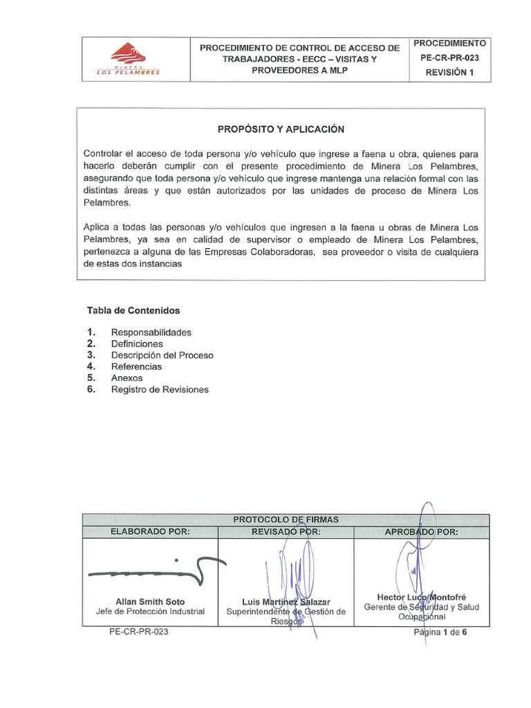 23 PE-CR-PR-023 Access Control Procedure For MLP Worksite | PDF