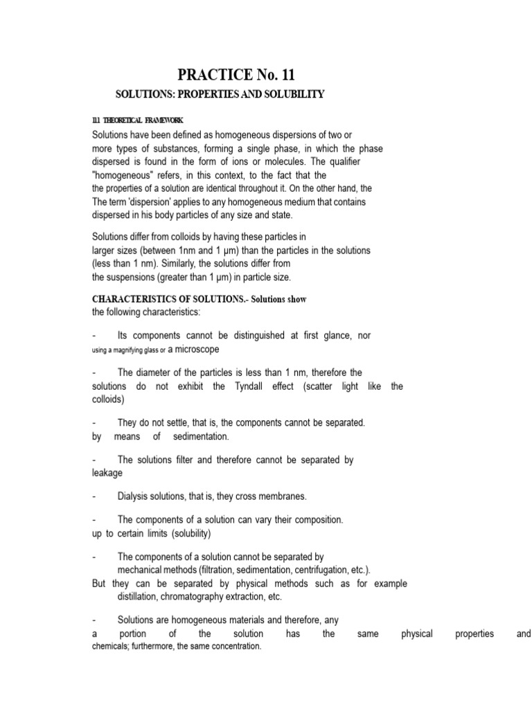 Practice 11 | PDF | Solubility | Mixture