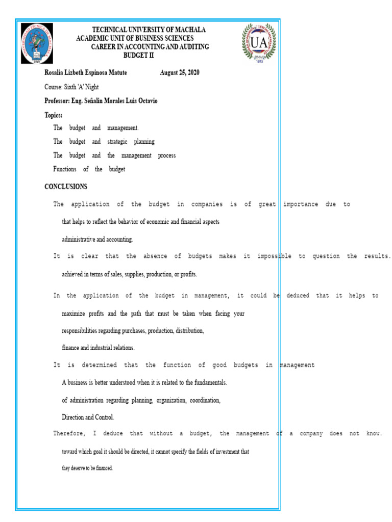 Conclusion It | PDF | Budget | Business Economics