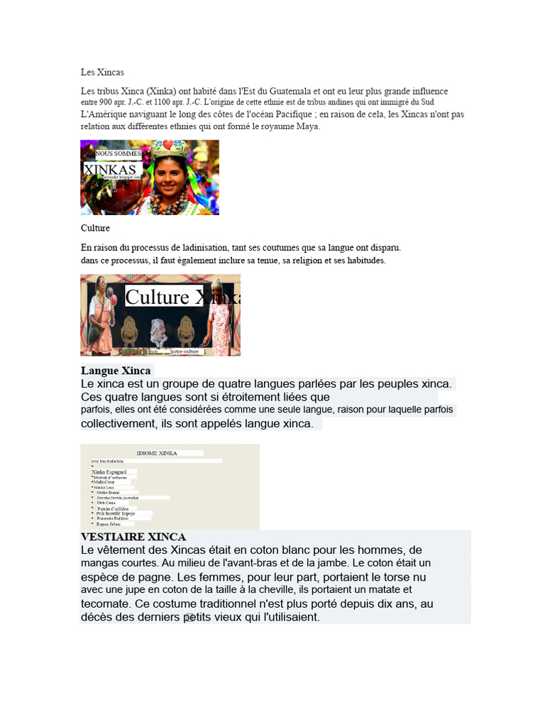 Culture et traditions des Xincas au Guatemala | PDF | Peuples mayas ...