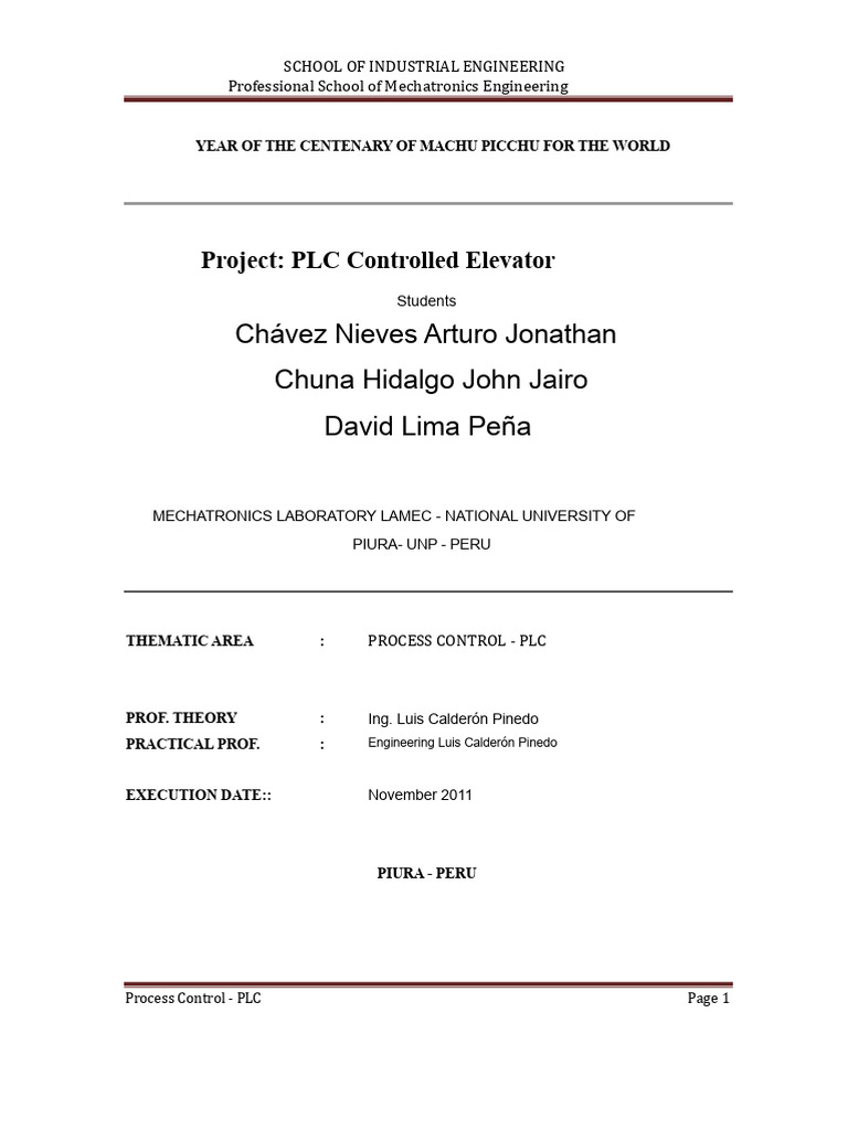 Elevator PLC Report | PDF | Elevator | Programmable Logic Controller
