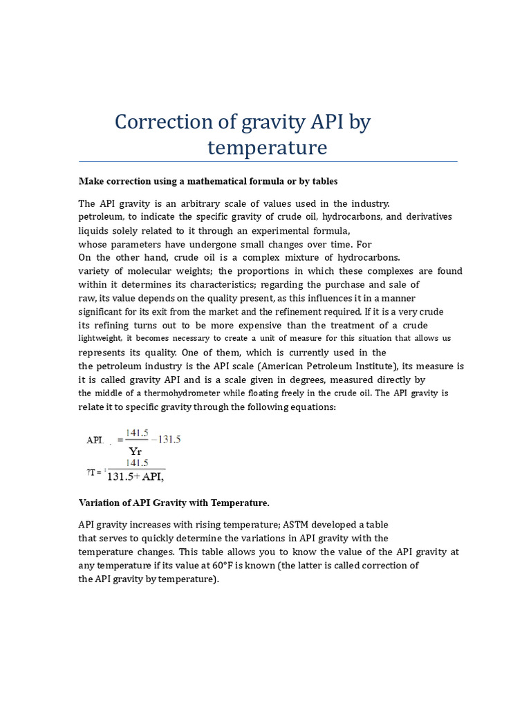 Temperature Correction Gravity API | PDF | Applied And ...