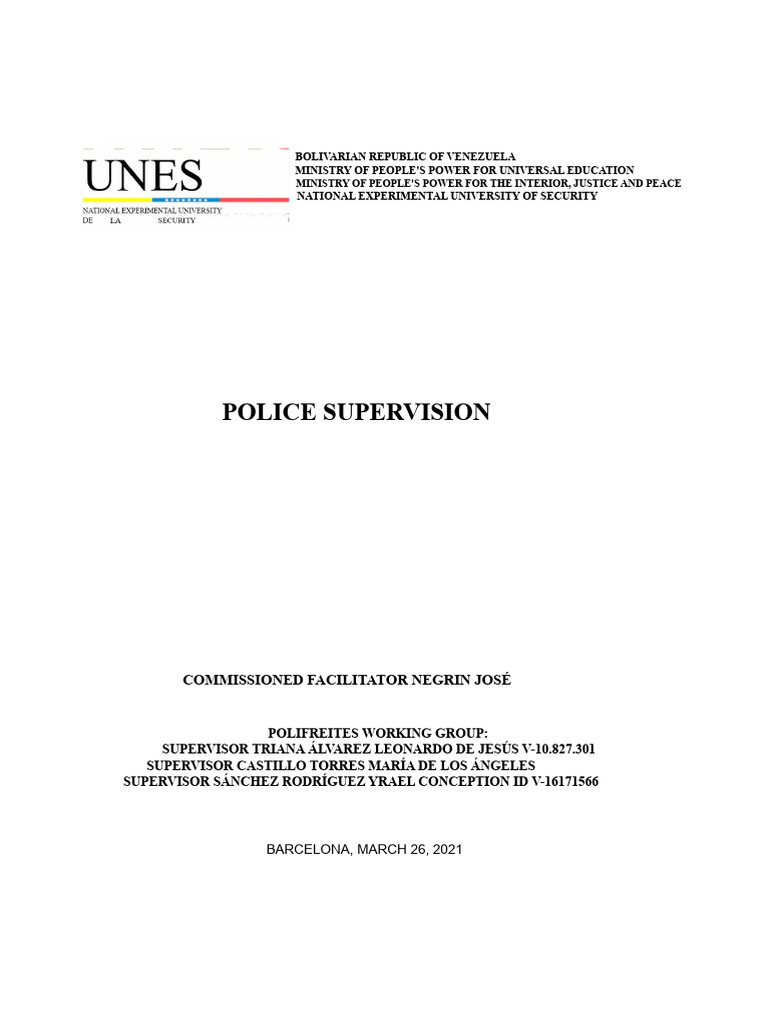 Police Supervision | PDF | Planning | Leadership