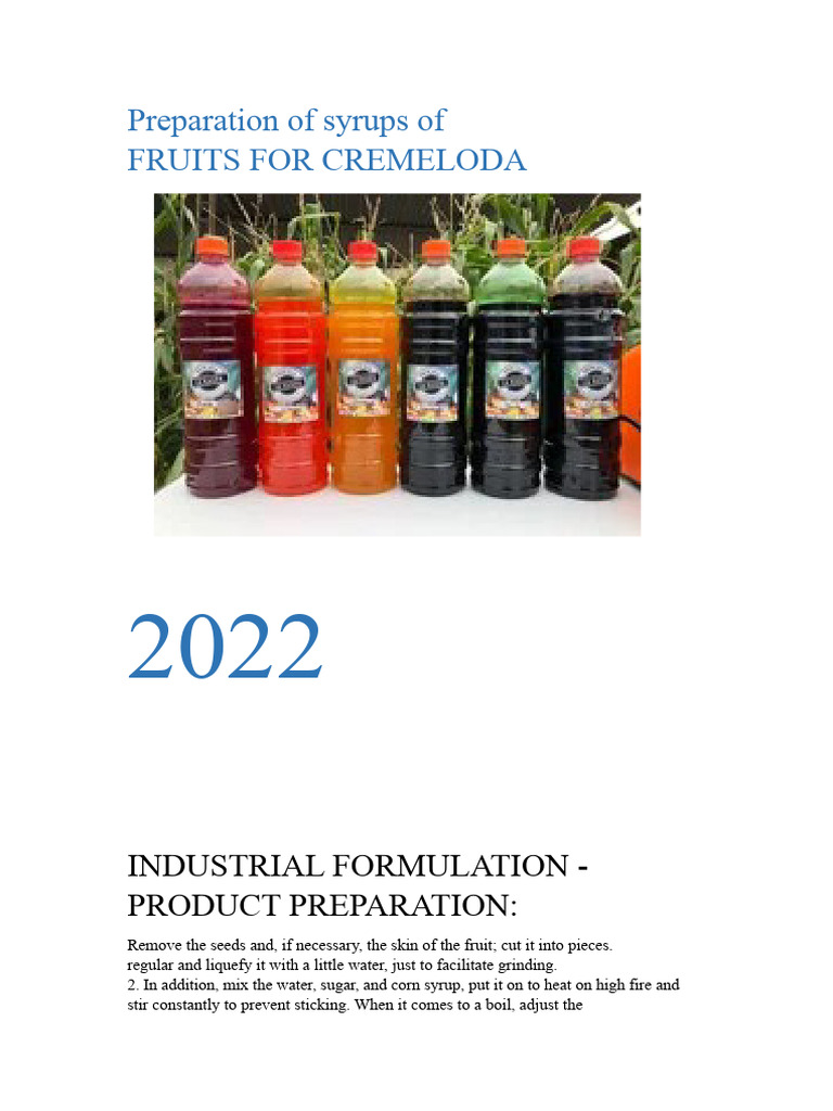 Preparation of Fruit Syrups For Cremeloda | PDF | Food Preservation | Spoon