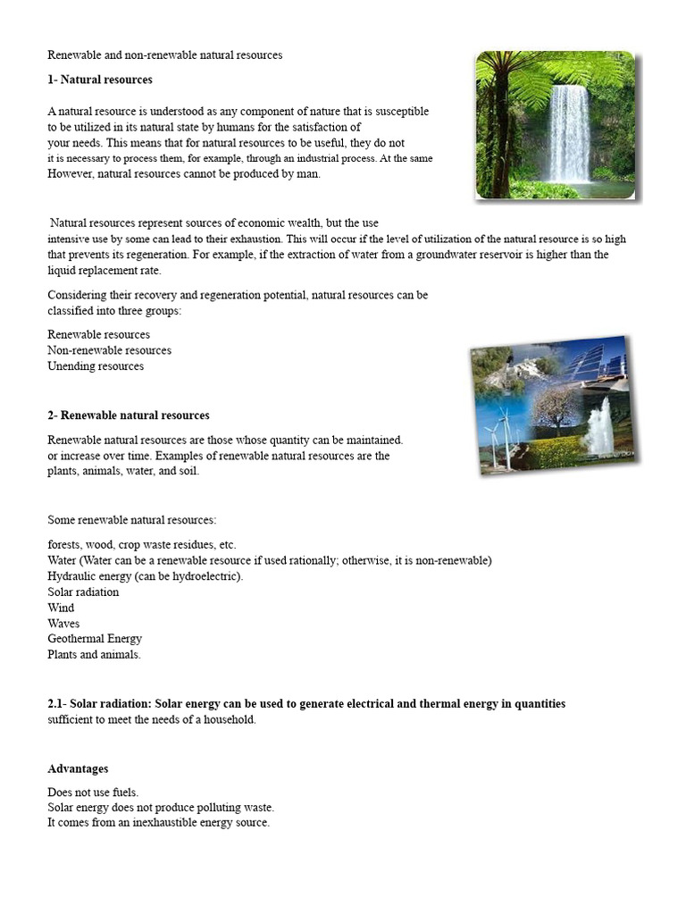 Renewable and Non-Renewable Natural Resources | PDF | Natural Gas ...