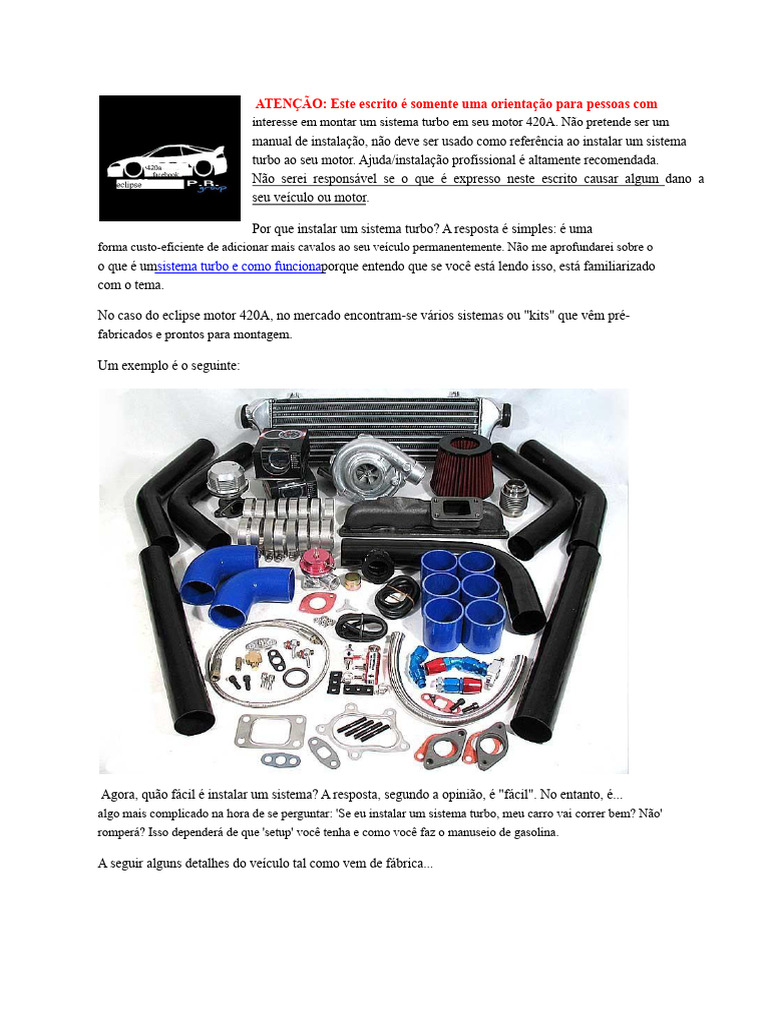 Guia para Turbo no Motor 420A | PDF | Turbocompressor | Pistão