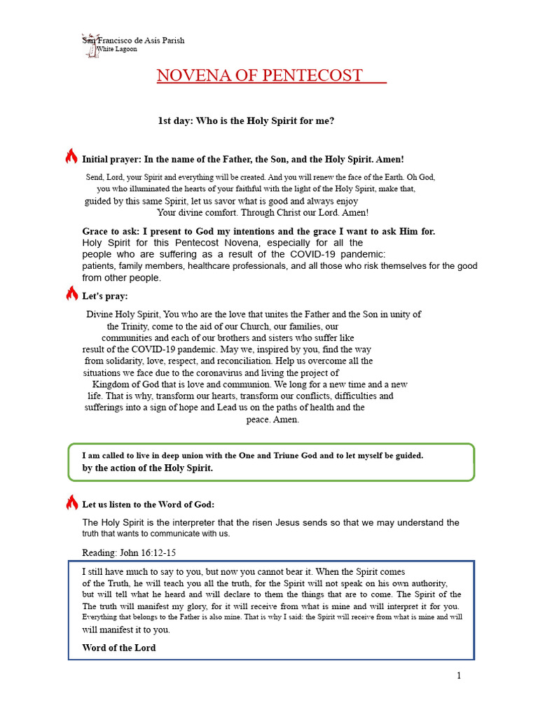 Novena of Pentecost | PDF | God The Father | Jesus