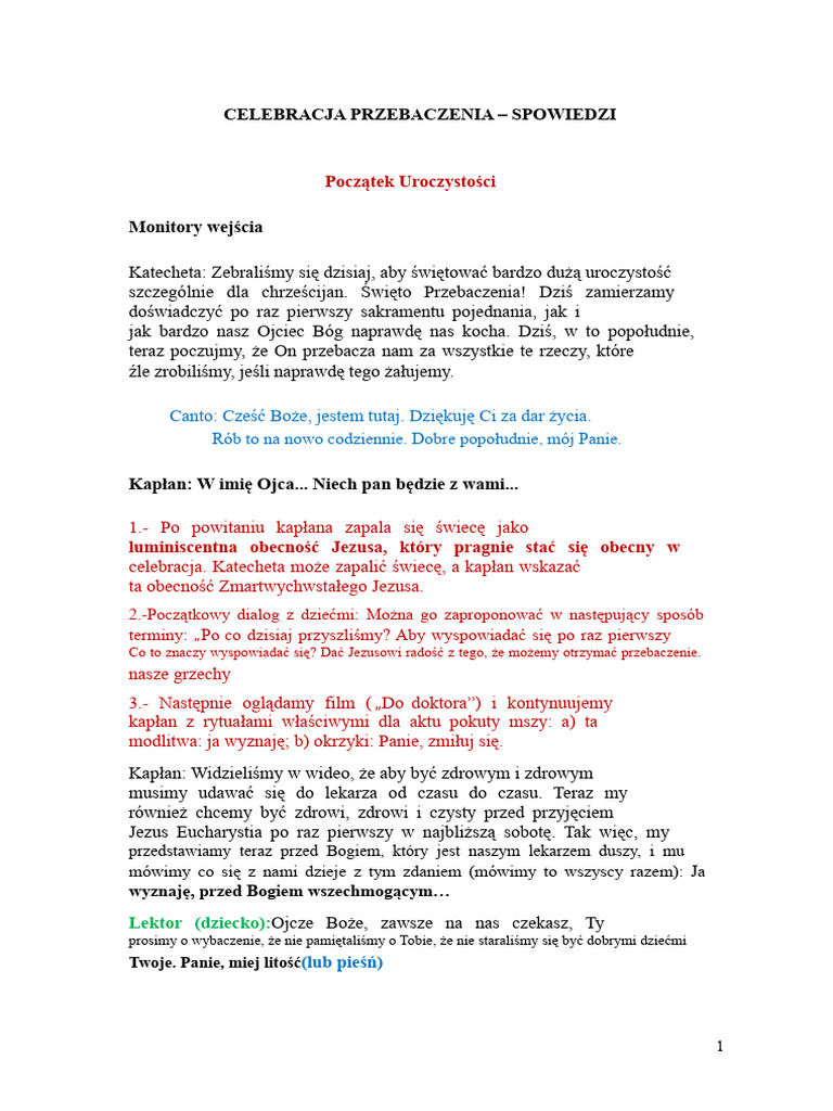 Scenariusz 1. Celebracja Przebaczenia | PDF