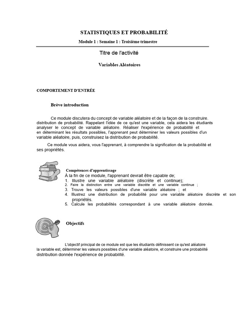 Statistiques Et Probabilité: Titre de L'activité | PDF | Variable ...