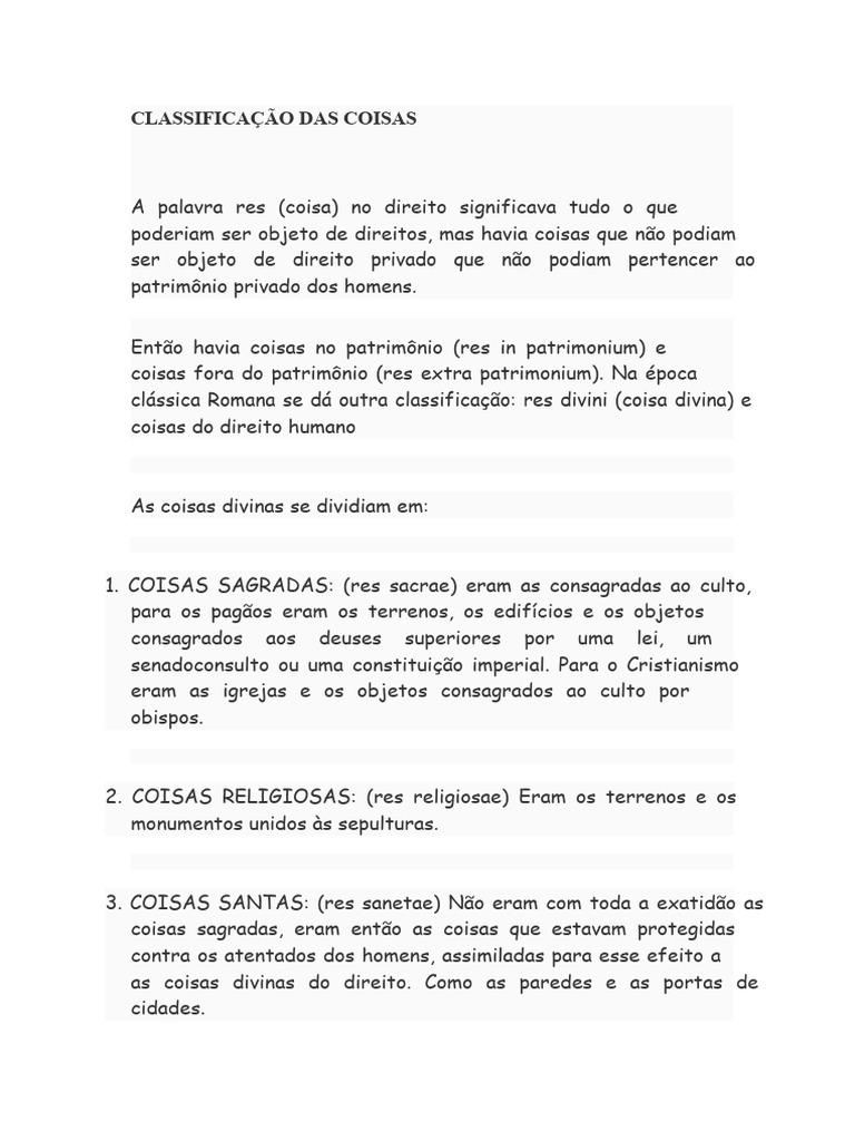 Classificação das Coisas no Direito | PDF | Propriedade privada ...