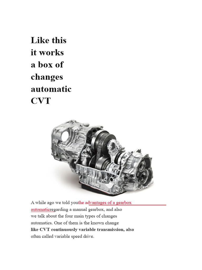 CVT Automatic Transmission | PDF | Gear | Automatic Transmission