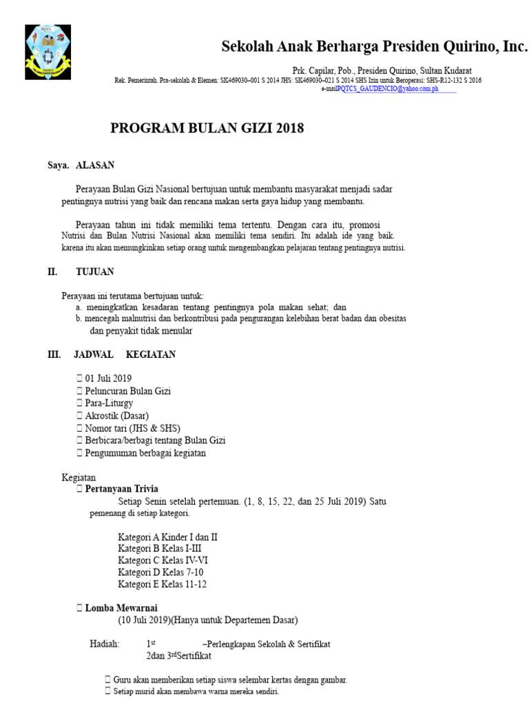 Proposal Proyek Untuk Bulan Gizi | PDF