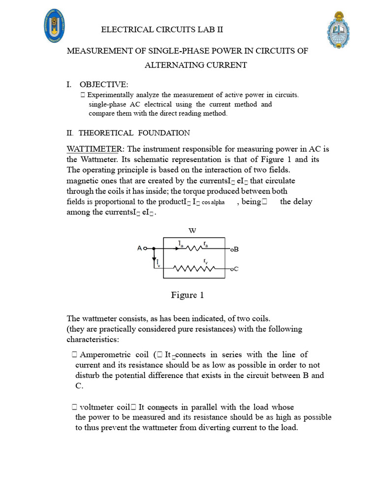 Measurement of Monophasic Power in Alternating Current Circuits | PDF | Voltage | Ac Power