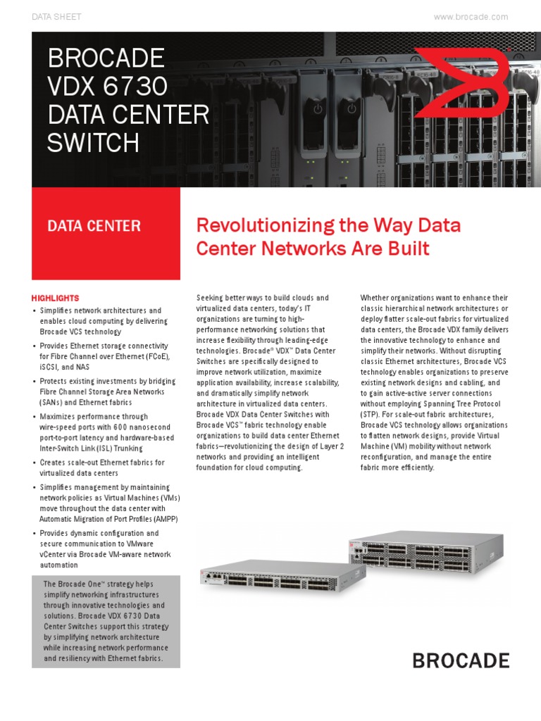Brocade VDX 6730 Data Sheet | PDF | Computer Network | Network Switch