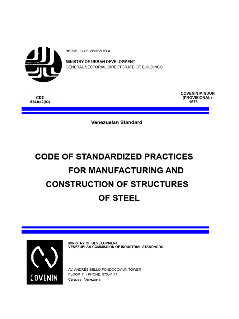 Venezuelan Steel Structures Code | PDF | Specification (Technical ...