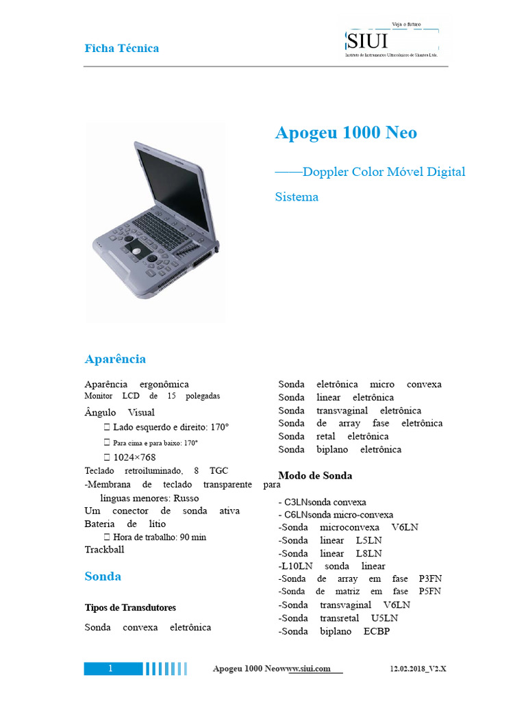 Apogeu 1000 Neo: Ficha Técnica Completa | PDF | Fígado | Seio
