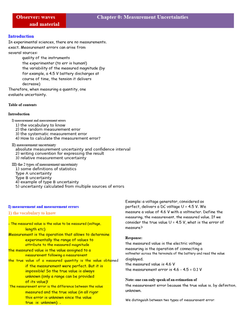 Ch0 Uncertainty Measurement | PDF | Observational Error | Uncertainty