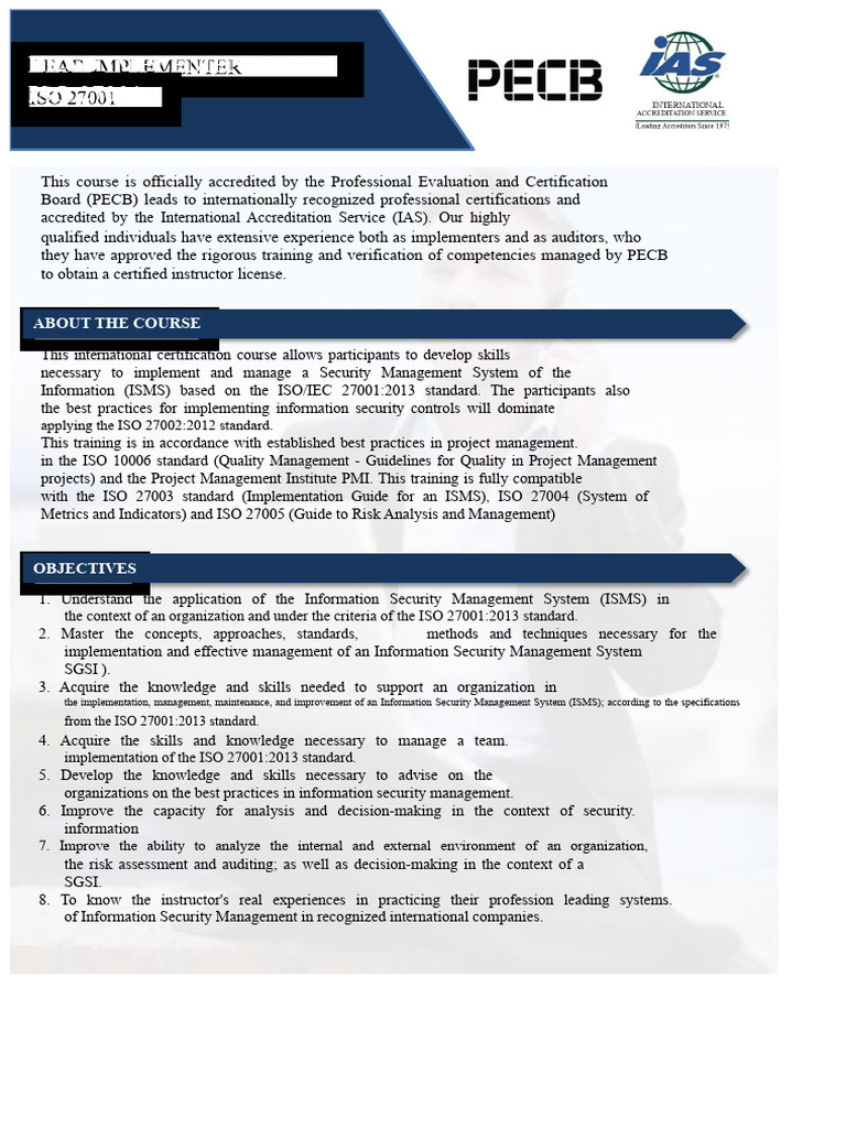 ISO 27001 Lead Implementer Course | PDF | Information Security | Business