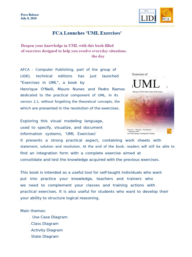 10FCA00022 UML Exercises | PDF | Unified Modeling Language