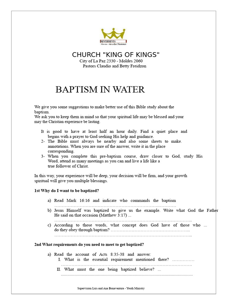 Water Baptism Bible Study Guide | PDF | Baptism | Jesus
