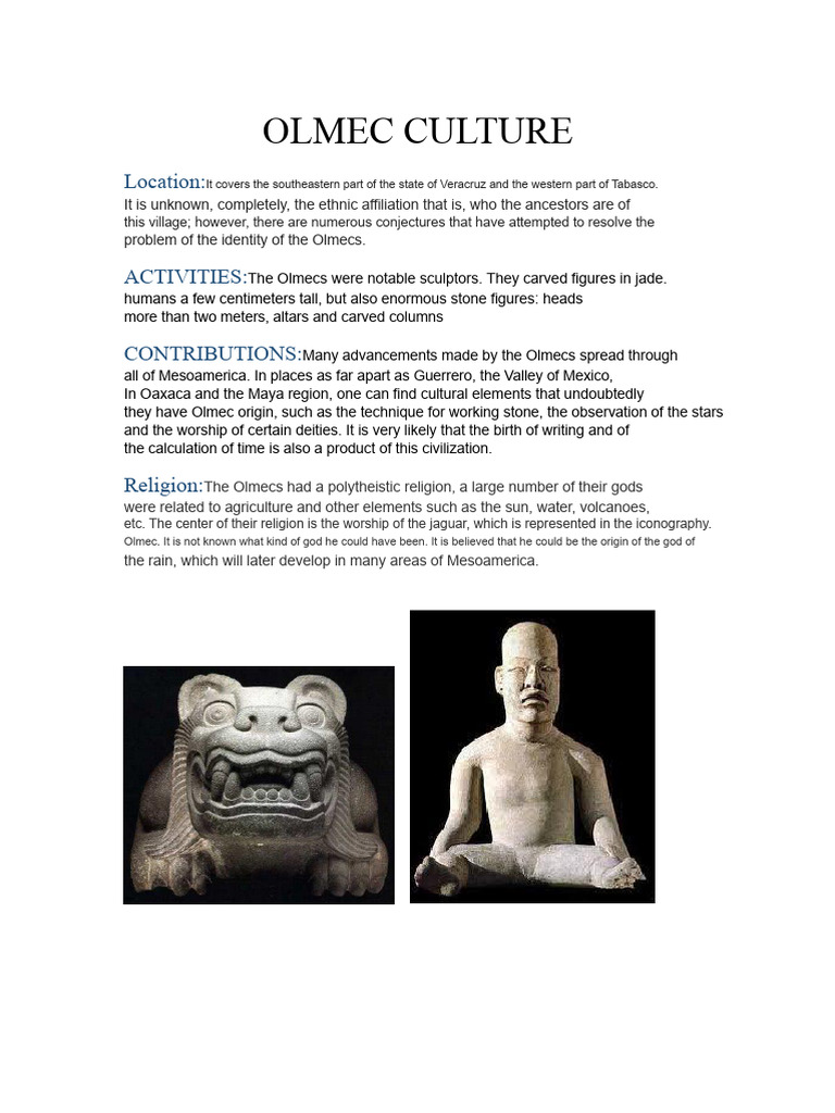 Olmec Culture | PDF | Mesoamerica | Maya Civilization
