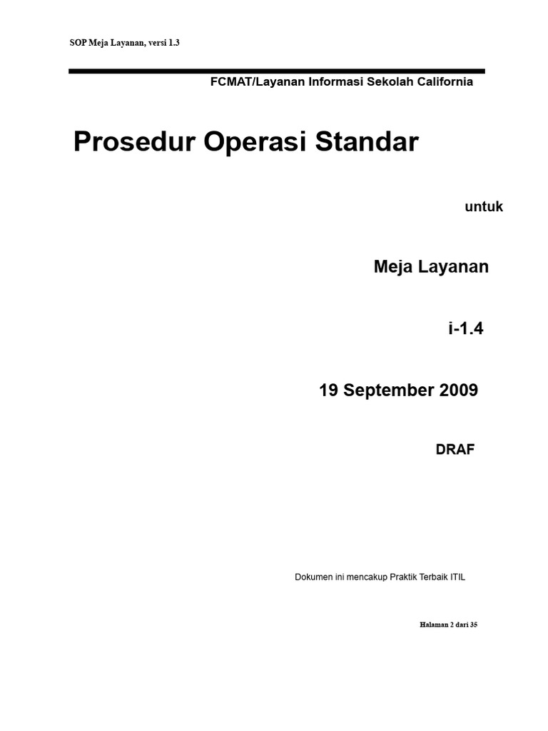 SOP - Contoh Meja Layanan | PDF