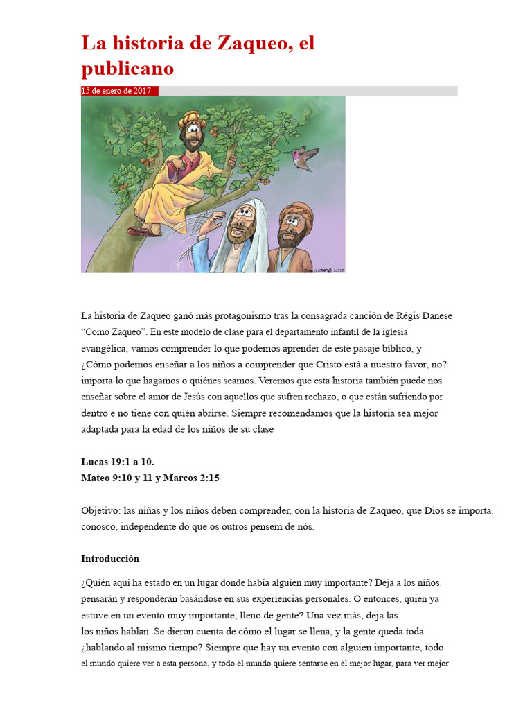 La Historia de Zaqueo El Publicano | PDF | Jesús