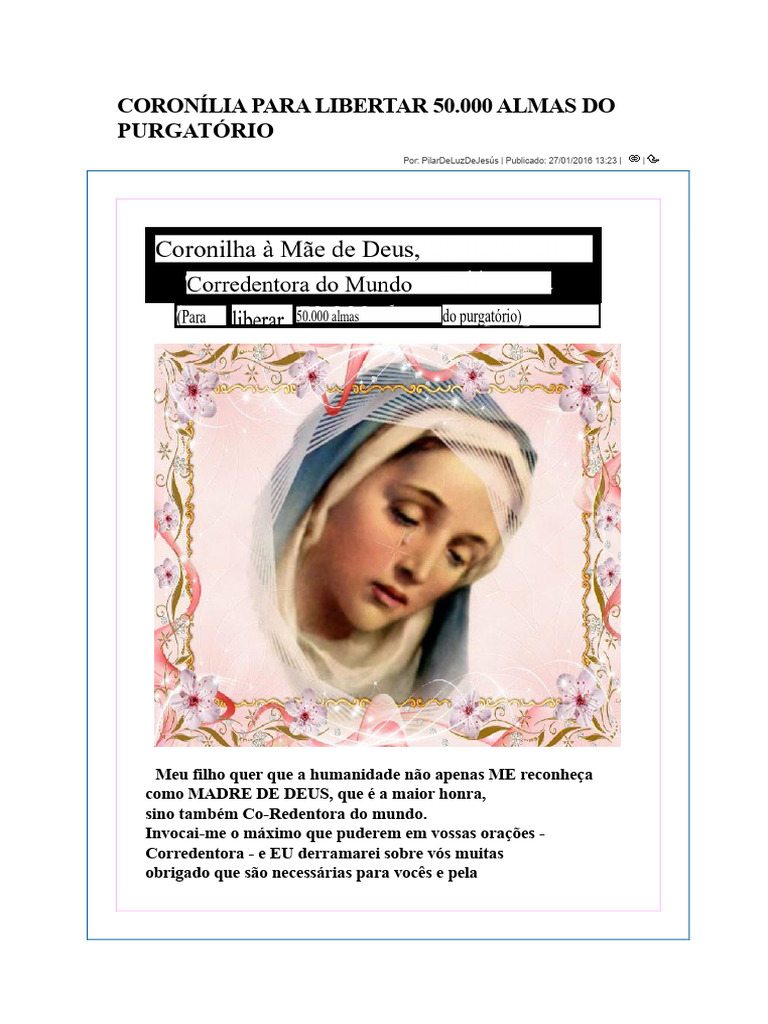Coronilha para Libertar 50 | PDF | Oração | Maria, mãe de Jesus