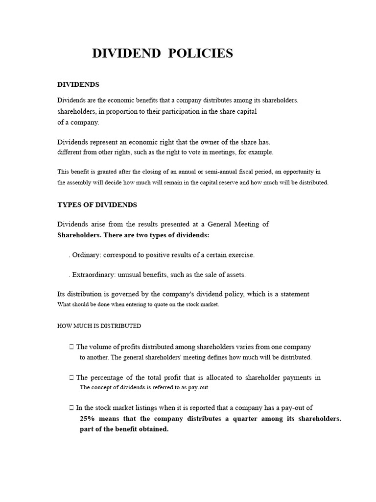 Understanding Dividend Policies and Types | PDF | Dividend | Economies