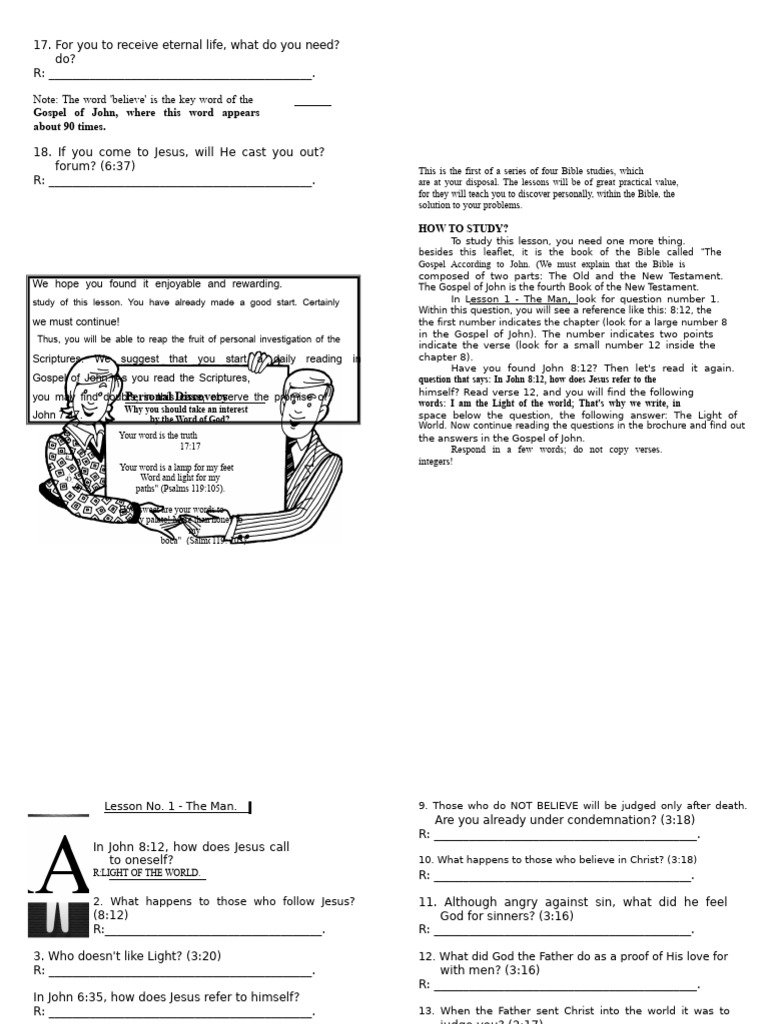 Lesson 1 - Study in The Gospel of John | PDF | Gospel Of John | Bible