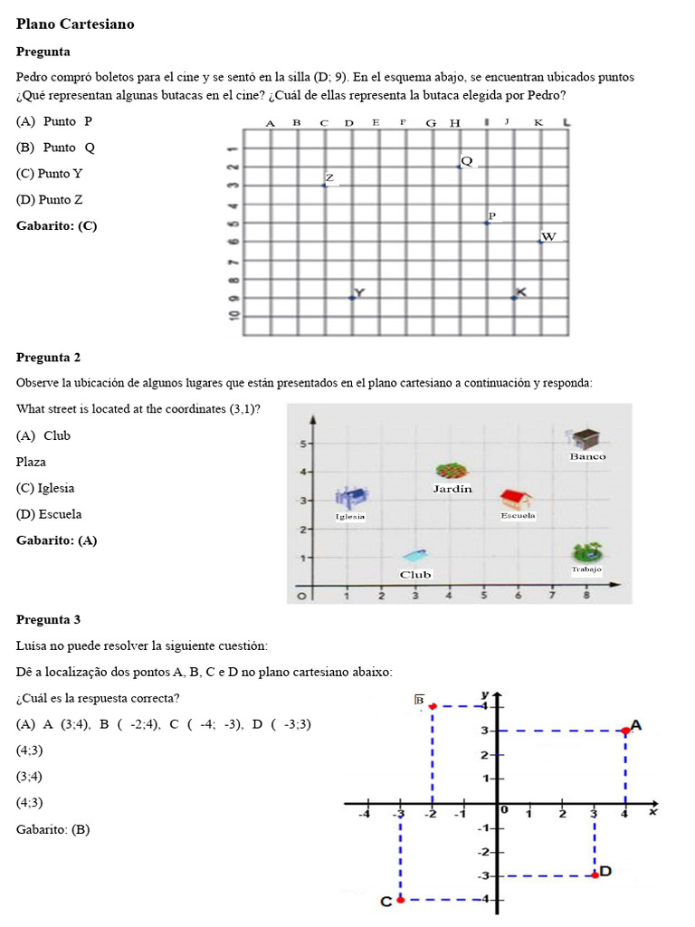 Uso del Plano Cartesiano en Ejercicios | PDF | Sistema de coordenadas ...