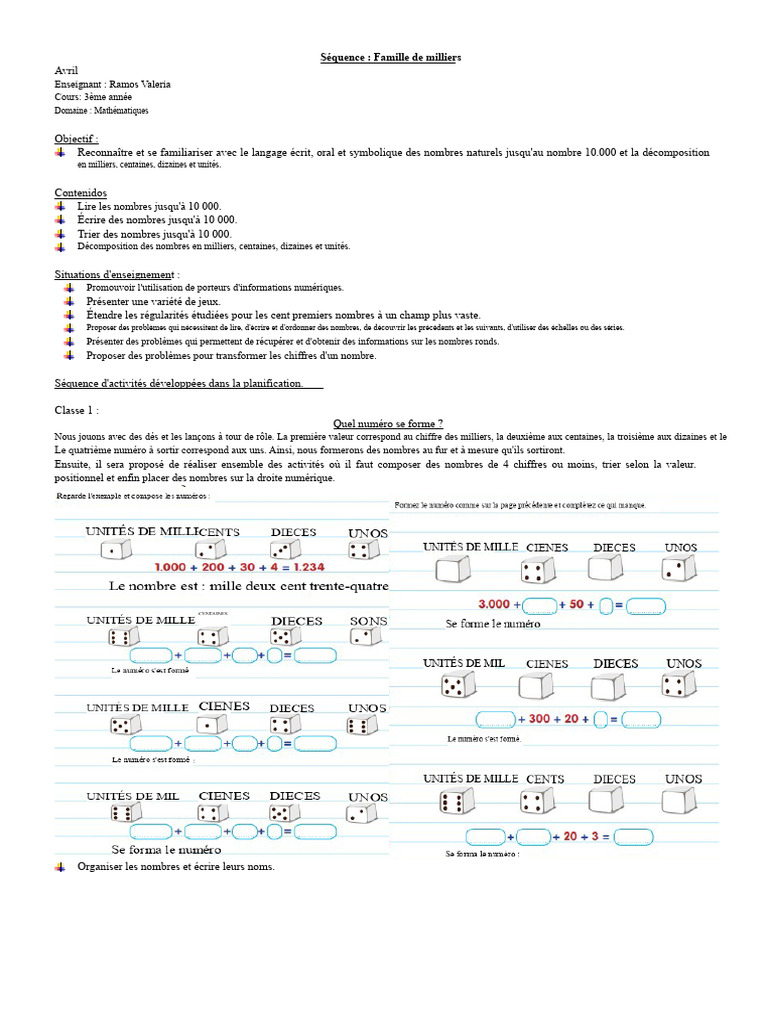 Apprentissage des Nombres jusqu'à 10 000 | PDF