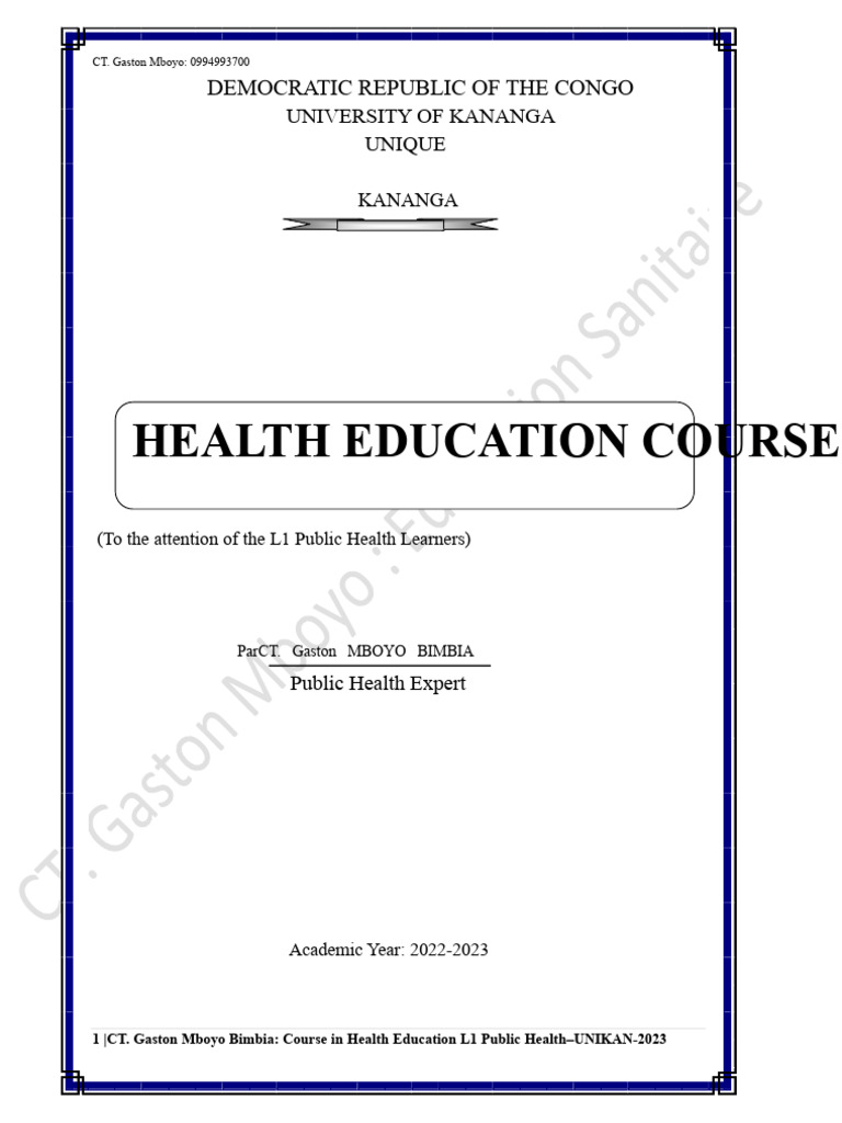 Health Education Course Overview UNIKAN | PDF | Communication | Motivation