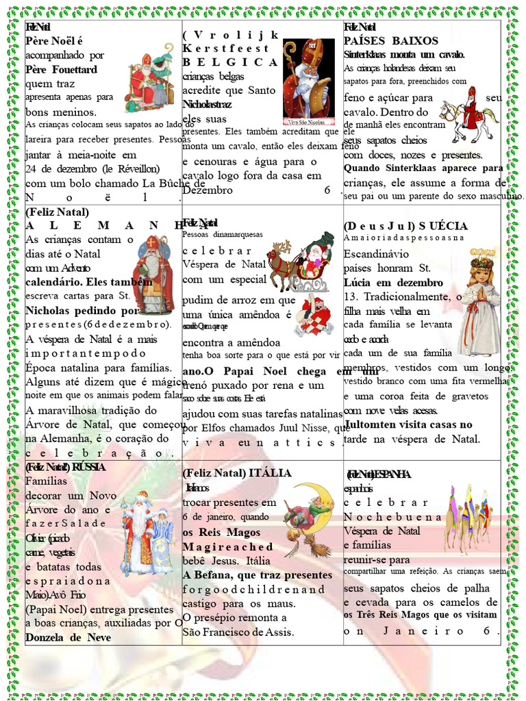 Exercícios de Compreensão de Leitura Sobre o Natal Ao Redor Do Mundo ...