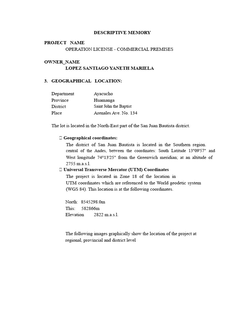 DESCRIPTIVE MEMORY Restaurant | PDF | Cartography | Geodesy