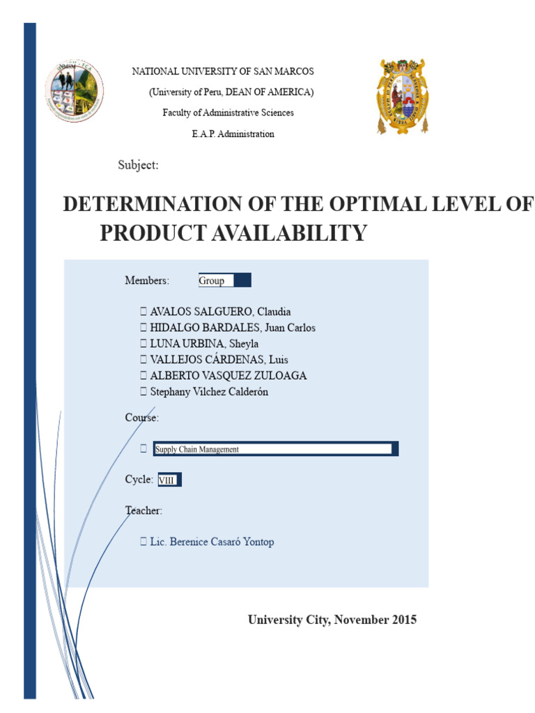 Optimal Product Availability Level | PDF | Profit (Economics) | Supply ...