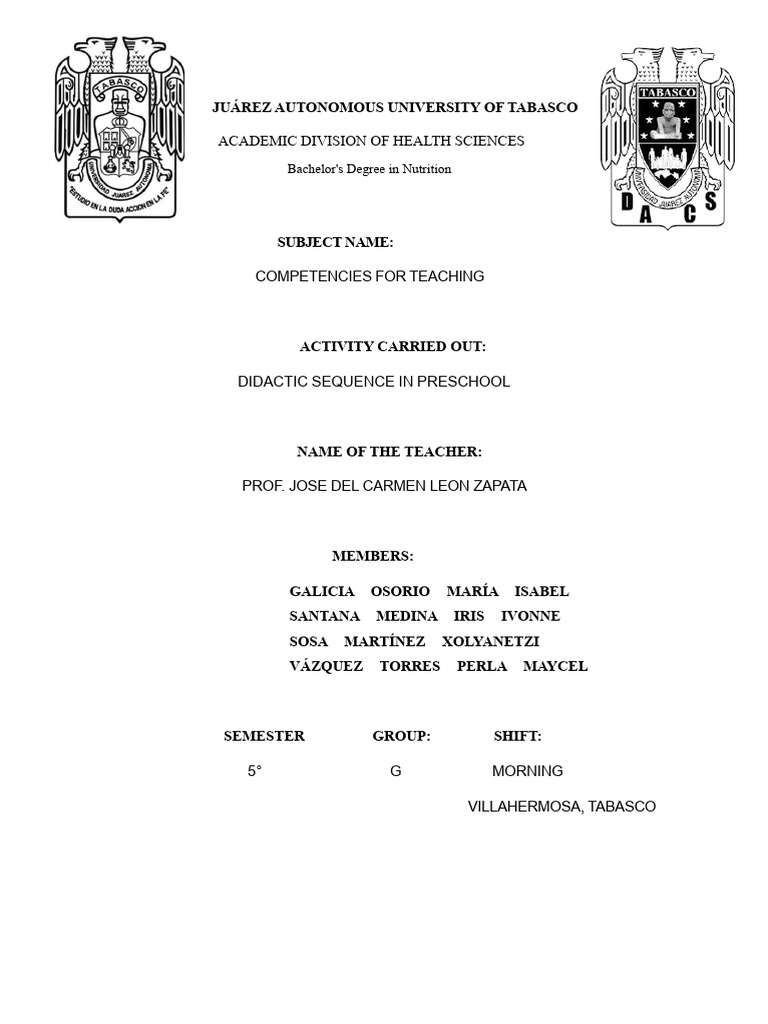 Preschool Didactic Sequence | PDF | Foods | Nutrition