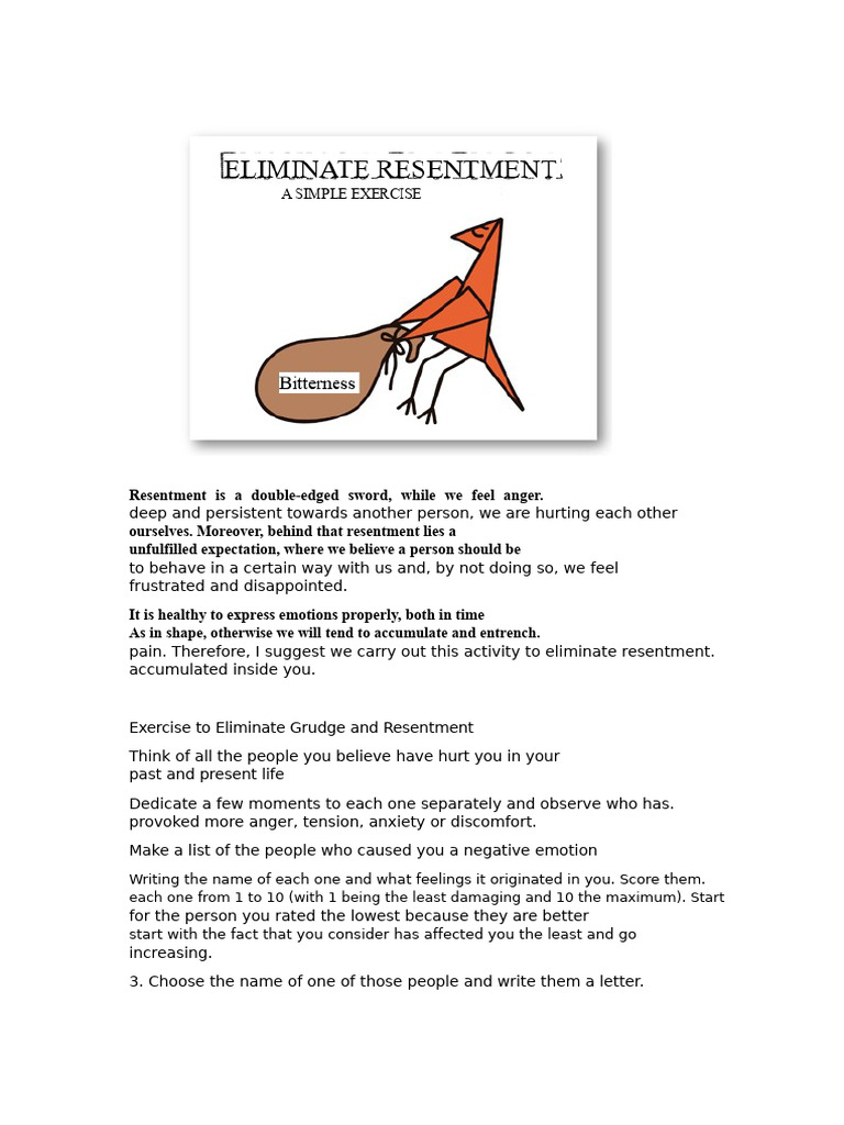 Exercise For Resentment | PDF | Forgiveness | Anger