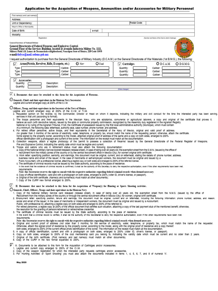 Military Weapons Acquisition Application | PDF | Identity Document ...