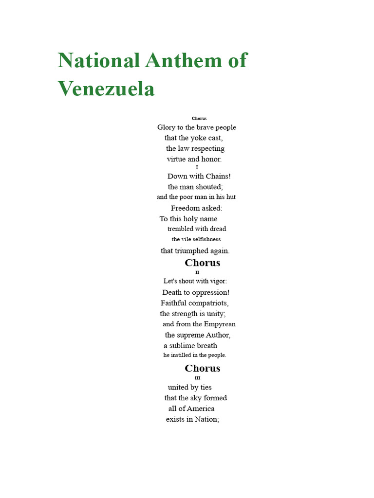 National Anthem of Venezuela Explained | PDF