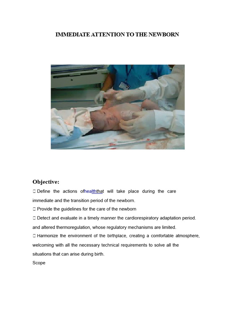 Immediate Attention To The Newborn | PDF | Childbirth | Infants