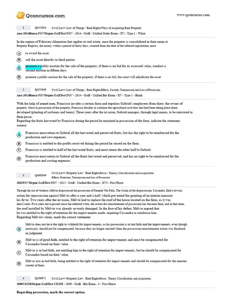 Exam Questions - Property Law - 1 | PDF | Assignment (Law) | Property
