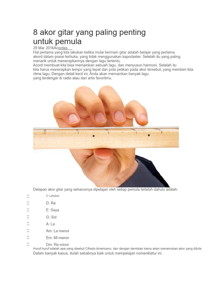 8 Akor Gitar Terpenting Untuk Pemula | PDF