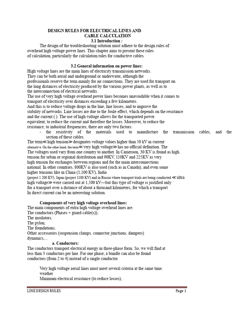 Electrical Line Design Rules Guide | PDF | Electric Power Transmission ...