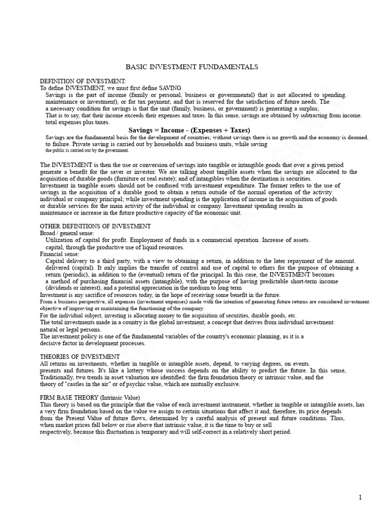 Understanding Investment Fundamentals | PDF | Investing | Securities ...