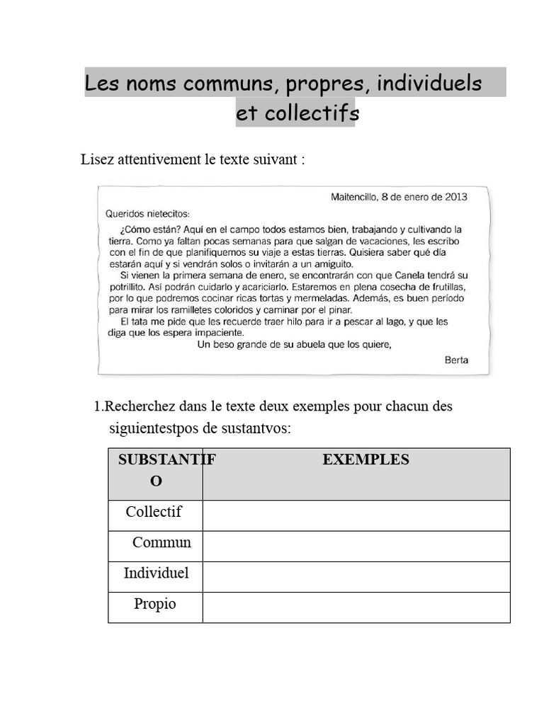 Noms individuels et collectifs expliqués | PDF