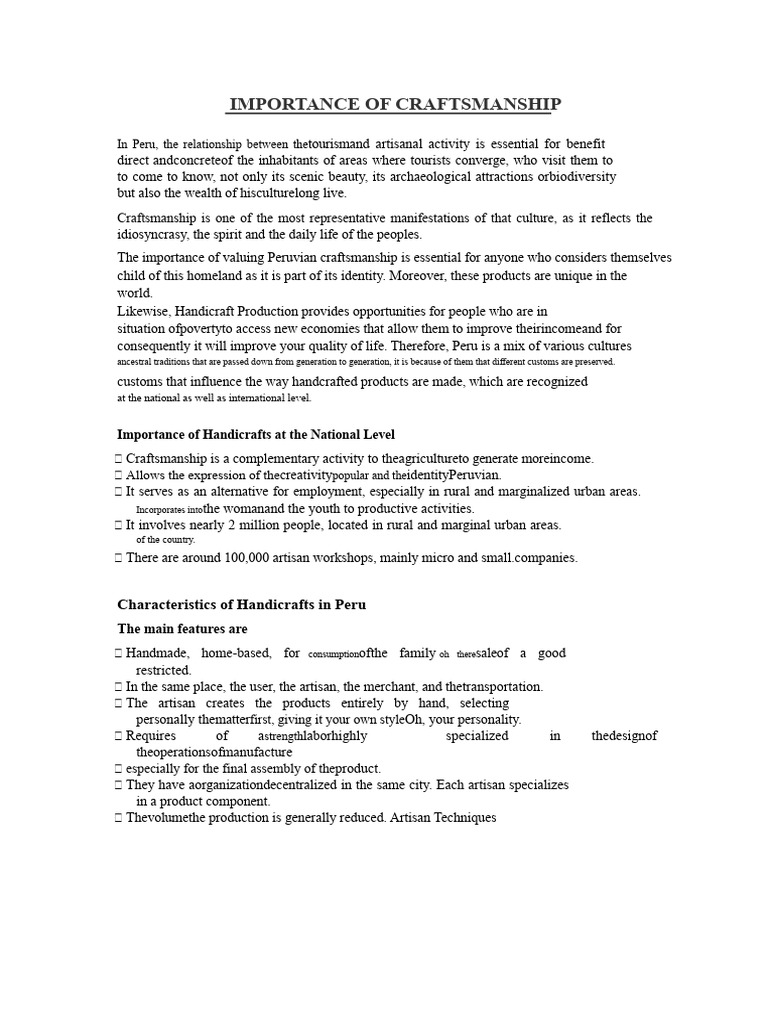 Importance of Craftsmanship | PDF | Peru | Economies